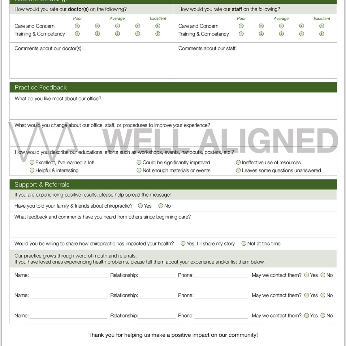 Progress Exam Forms - Well Aligned